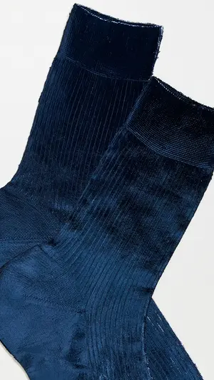 Maria La Rosa Laminated Ribbed Silk Socks