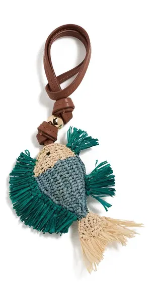Zimmermann Fish Raffia Bag Charm - Blue