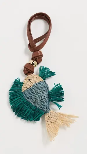 Zimmermann Fish Raffia Bag Charm - Blue