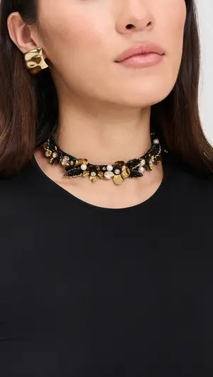 Deepa Gurnani Floral Silhouette Necklace