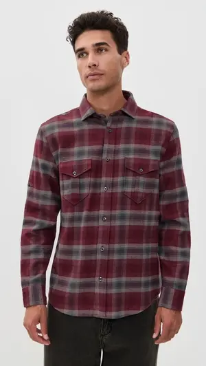 Billy Reid Brushed Bold Plaid Scout Shirt