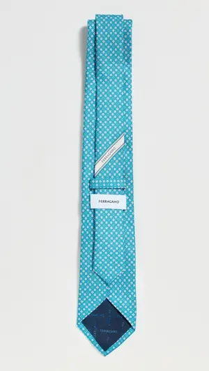FERRAGAMO Silk Floral Neck Tie - Blue