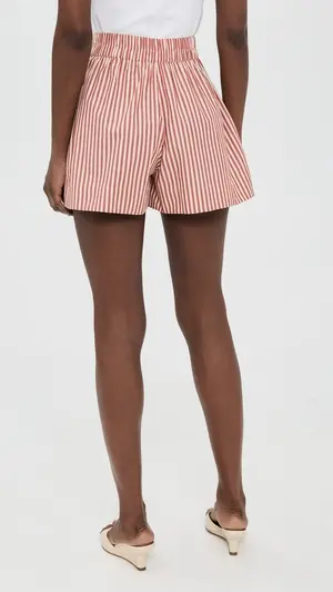 Merlette Striped Poplin Shorts - Sienna Stripe