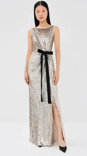 Simkhai Felicity Gown With Bow Tie