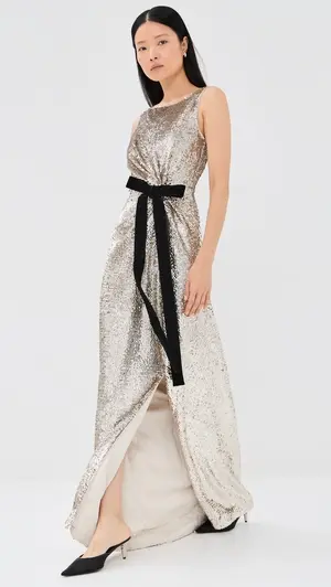 Simkhai Felicity Gown With Bow Tie