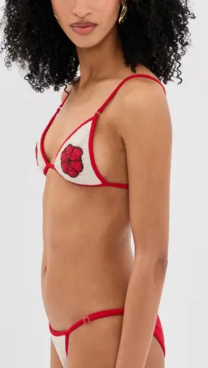 LESLIE AMON Cynthia Crochet Flower Bikini Top