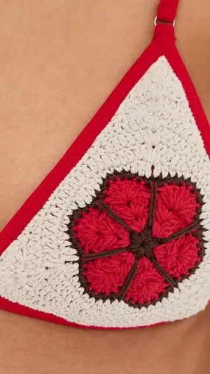 LESLIE AMON Cynthia Crochet Flower Bikini Top
