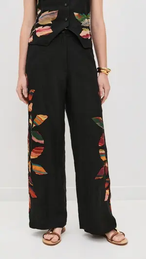Carolina K Sam Embroidered Linen Pants