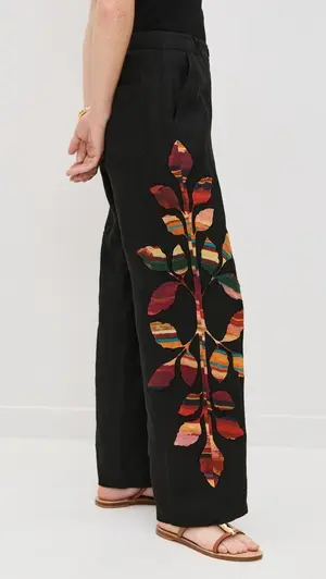 Carolina K Sam Embroidered Linen Pants