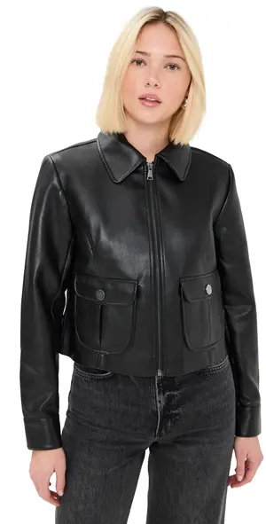 LE BOP Harper Faux Leather Jacket - Black