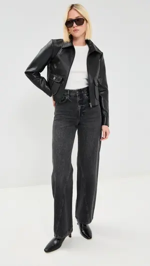 LE BOP Harper Faux Leather Jacket - Black