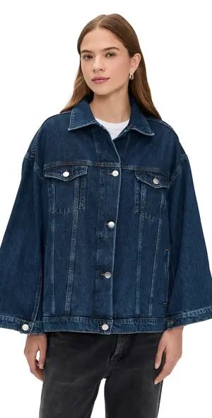 Secular Oversized Denim Capelet Jacket