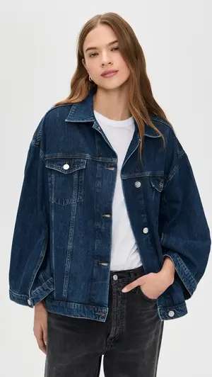 Secular Oversized Denim Capelet Jacket