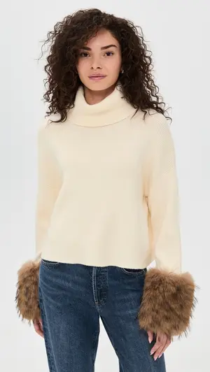 Line & Dot Hadley Faux Fur Cuff Sweater