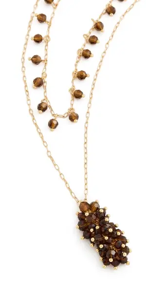 Madewell Beaded Cluster Necklace Set - Molasses