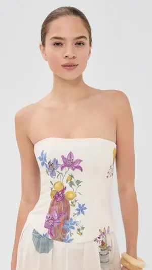 ISLA & WHITE Obelia Floral-print Strapless Top
