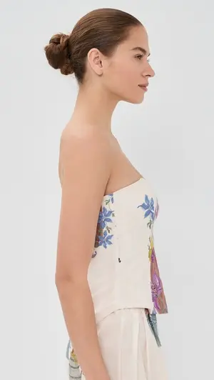 ISLA & WHITE Obelia Floral-print Strapless Top