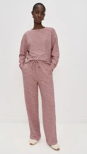 BAILEY ROSE Striped Velour Pants