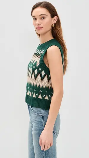 LE BOP Fair Isle Knit Vest - Everglade Multi