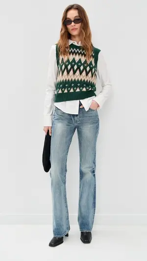 LE BOP Fair Isle Knit Vest - Everglade Multi