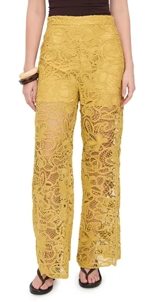 Line & Dot Tansy Crochet Pants - Dijon