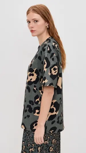 A POTTS Boxy Leopard Print Tee