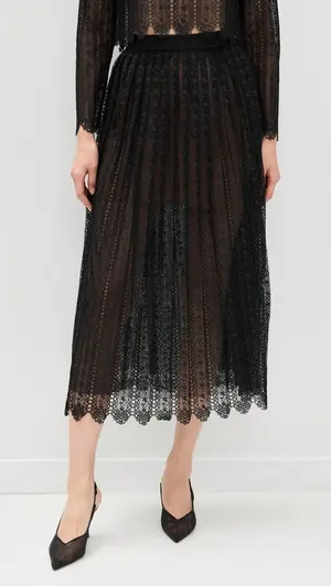 SELF-PORTRAIT Organza Lace Midi Skirt