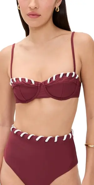Simkhai Recca Balconette Bikini Top - Oxblood Multi