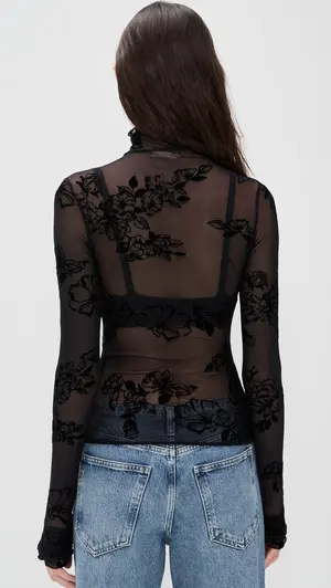 Free People Floral Burnout Velvet Top
