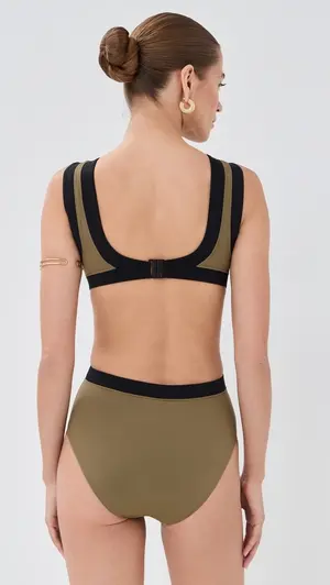 Staud Dolce One-piece Swimsuit - Thyme/black