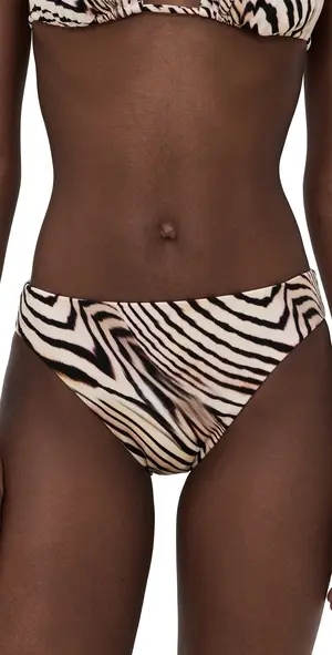 VITAMIN A California High Leg Bikini Bottom - Shell Stripe