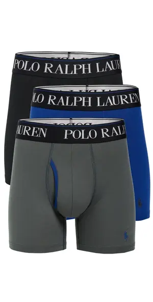 Polo Ralph Lauren 4d Flex Microfiber Boxer Briefs 3 Pack - Charcoal/rugbyroyal/polo Black