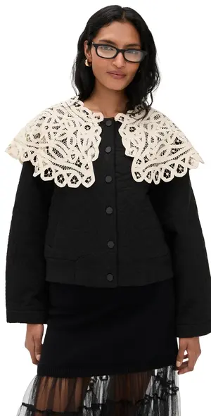 Sea Adelina Battenberg Lace Quilted Puffer Jacket