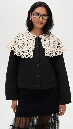 Sea Adelina Battenberg Lace Quilted Puffer Jacket