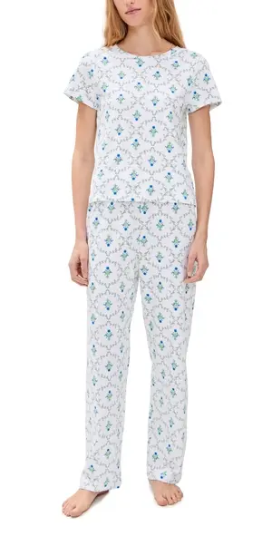 Hill House Home The Kelly Pajama Set - Green Trellis