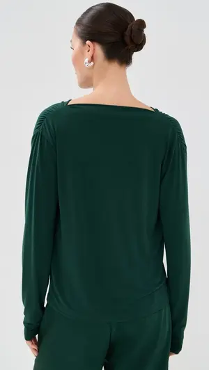 Vince Long Sleeve Cowl Neck Top - Juniper