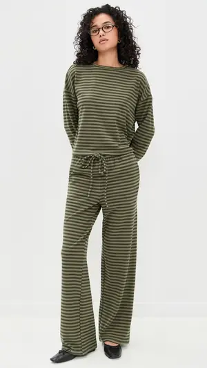 BAILEY ROSE Striped Velour Pants