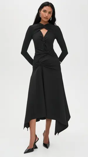 A POTTS Handkerchief Twist Midi Dress