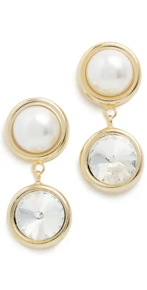 LELET NY Clare Crystal And Pearl Drop Earrings - Gold