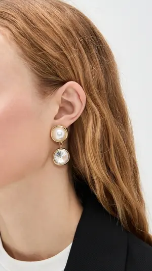 LELET NY Clare Crystal And Pearl Drop Earrings - Gold