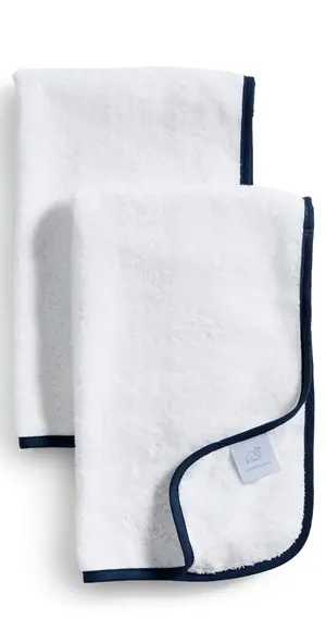 WEEZIE Signature Hand Towels 2 Pack - Navy On White