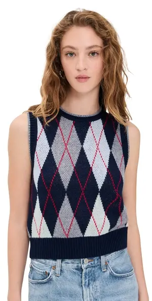 LE BOP Argyle Sweater Vest - Heather Multi