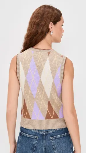 LE BOP Argyle Sweater Vest - Ivory Multi