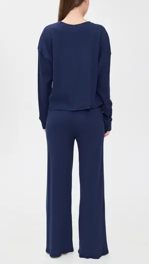 Polo Ralph Lauren Crew Neck Wide Leg Pants Pajama Set