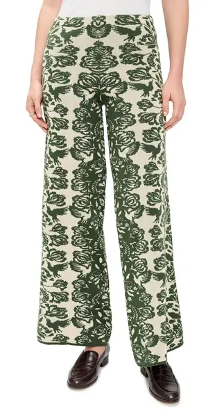 THE LULO PROJECT Floral Jacquard Knit Pants