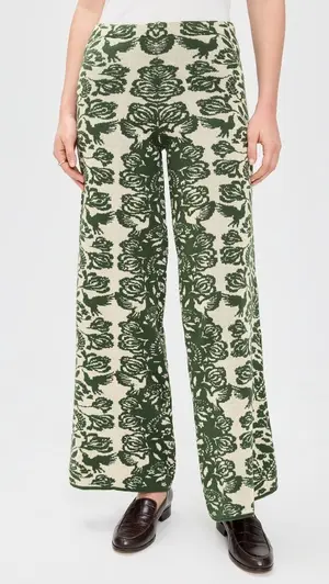 THE LULO PROJECT Floral Jacquard Knit Pants