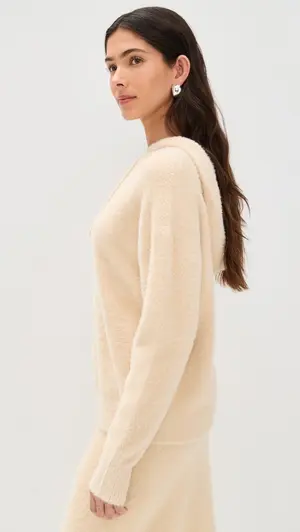 LE BOP Fuzzy Knit Hoodie - Oyster