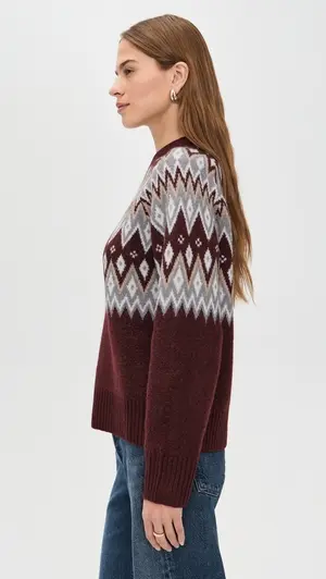 LE BOP Fair Isle Knit Pullover - Burgundy Multi