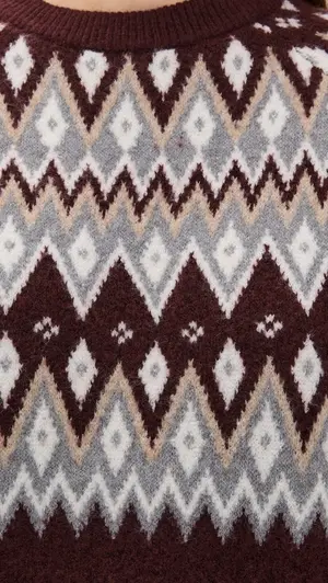 LE BOP Fair Isle Knit Pullover - Burgundy Multi