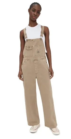 Denimist Slouch Bib Overalls - Worn Khaki